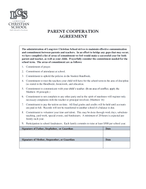 Fillable Online PARENT COOPERATION Fax Email Print - pdfFiller