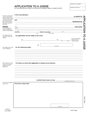 Fillable Online APPLICATION TO A JUDGE Fax Email Print - pdfFiller