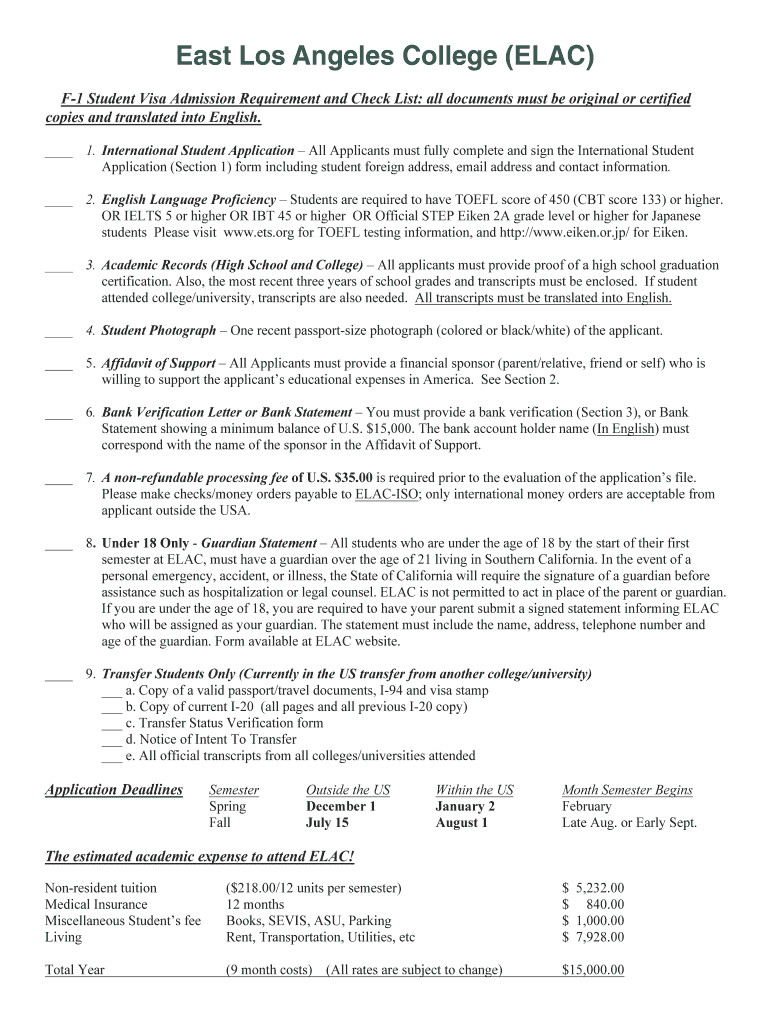 Fillable Online East Los Angeles College (ELAC) Fax Email Print - pdfFiller