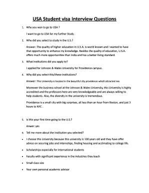 Fillable Online USA Student visa Interview Questions Fax Email Print ...