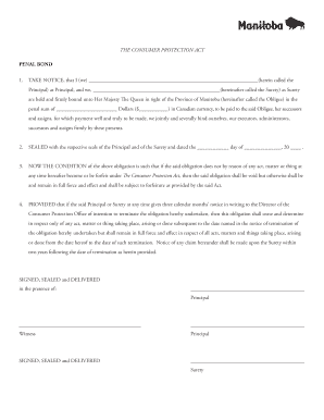 Fillable Online PENAL BOND Fax Email Print - pdfFiller