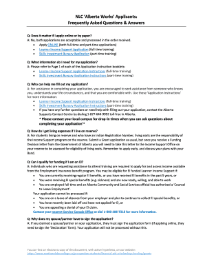 Fillable Online NLC Alberta Works Applicants: Fax Email Print - pdfFiller