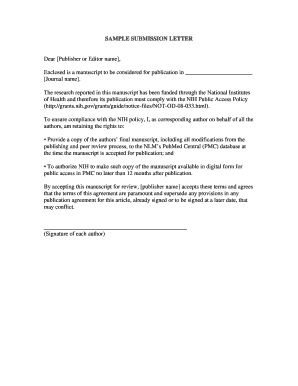 Fillable Online SAMPLE SUBMISSION LETTER Fax Email Print - pdfFiller