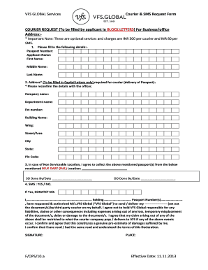 Fillable Online COURIER REQUEST (To be filled by applicant in BLOCK ...