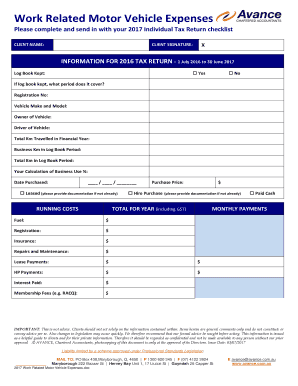 Fillable Online Work Related Motor Vehicle Expenses Fax Email Print ...