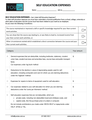 Fillable Online SELF EDUCATION EXPENSES Fax Email Print - pdfFiller