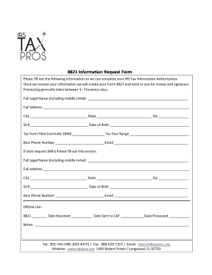 Fillable Online 8821 Information Request Form Fax Email Print - pdfFiller