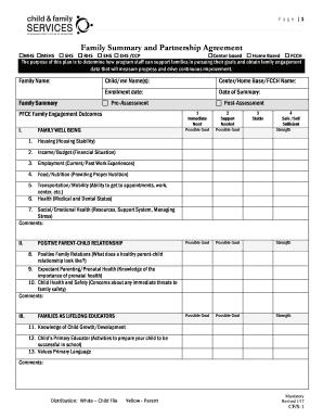 Fillable Online Family Summary and Partnership Agreement Fax Email ...