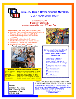 Fillable Online QUALITY CHILD DEVELOPMENT MATTERS Fax Email Print ...