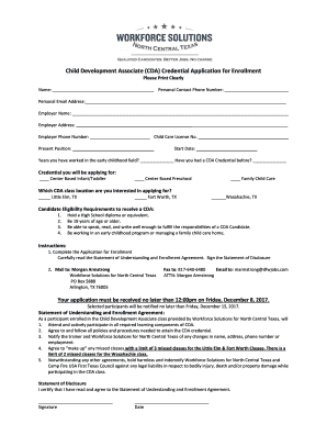 Fillable Online Child Development Associate (CDA) Credential ...