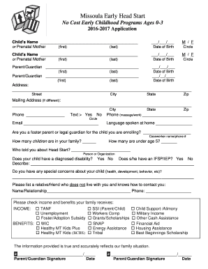 Fillable Online Missoula Early Head Start Fax Email Print - pdfFiller