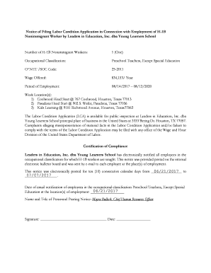 Fillable Online Notice of Filing Labor Condition Application in ...