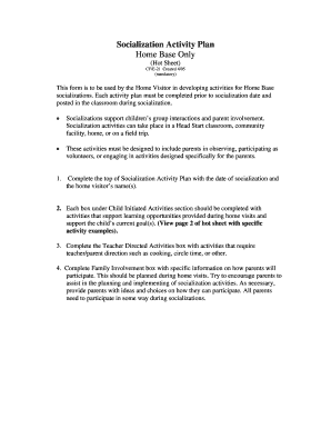 Fillable Online Socialization Activity Plan Fax Email Print - pdfFiller
