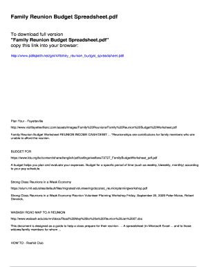 Fillable Online Family Reunion Budget Spreadsheet Fax Email Print ...