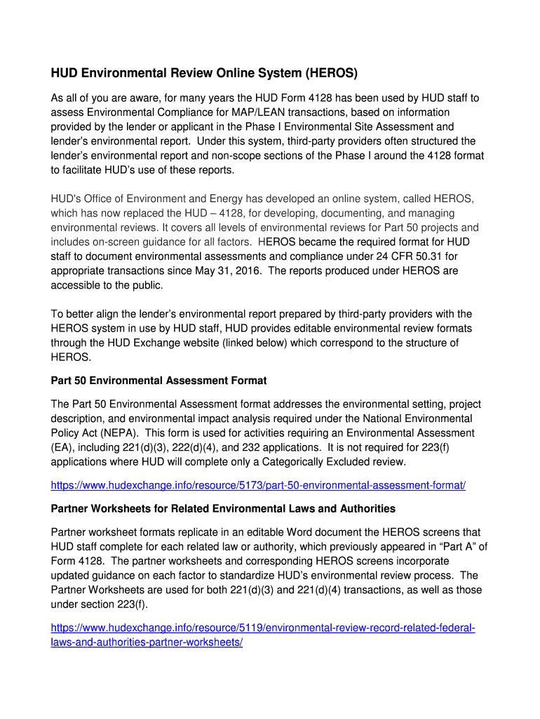 Fillable Online HUD Environmental Review Online System (HEROS) Fax ...