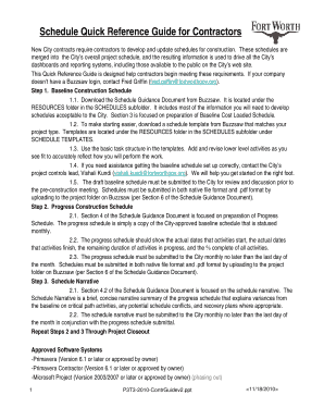 Fillable Online Schedule Quick Reference Guide for Contractors Fax ...