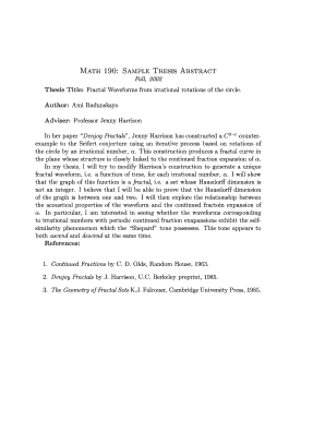 Fillable Online Math 190: Sample Thesis Abstract Fax Email Print ...