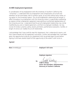 Fillable Online At-Will Employment Agreement Fax Email Print - pdfFiller