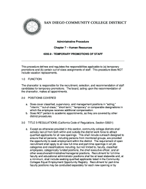 Fillable Online 9 - TEMPORARY PROMOTIONS OF STAFF Fax Email Print ...