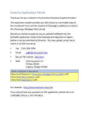 Fillable Online Americo Application Packet Fax Email Print - pdfFiller