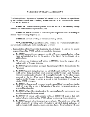 Fillable Online NURSING CONTRACT AGREEMENT Fax Email Print - pdfFiller