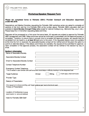 Fillable Online Workshop/Speaker Request Form Fax Email Print - pdfFiller