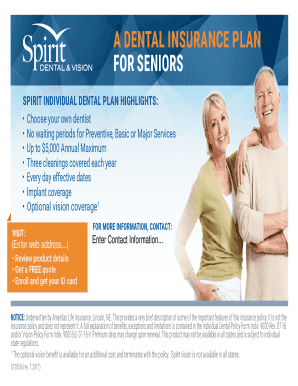 Fillable Online SPIRIT INDIVIDUAL DENTAL PLAN HIGHLIGHTS: Fax Email ...