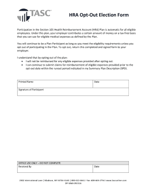 Fillable Online HRA Opt-Out Election Form Fax Email Print - pdfFiller