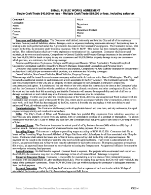 Fillable Online SMALL PUBLIC WORKS AGREEMENT Fax Email Print - pdfFiller