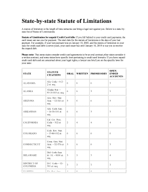 Fillable Online State-by-state Statute of Limitations Fax Email Print ...