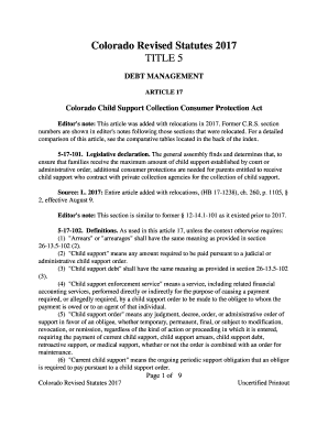 Fillable Online Colorado Child Support Collection Consumer Protection ...