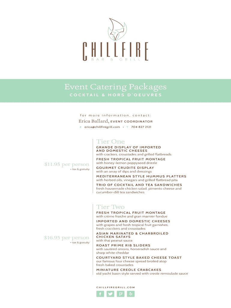 Fillable Online Event Catering Packages Fax Email Print - pdfFiller