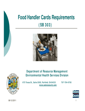 Fillable Online Food Handler Cards Requirements Fax Email Print - pdfFiller