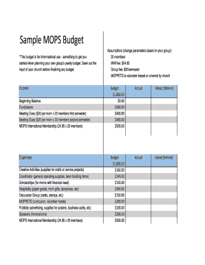 Fillable Online Sample MOPS Budget Fax Email Print - pdfFiller