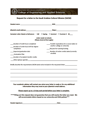 Fillable Online Request for a letter to the Saudi Arabian Cultural ...