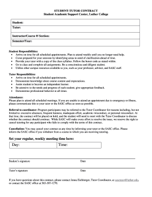 Fillable Online STUDENT-TUTOR CONTRACT Fax Email Print - pdfFiller