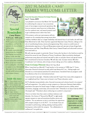 Fillable Online FAMILY WELCOME LETTER Fax Email Print - pdfFiller