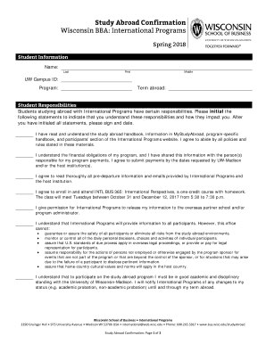 Fillable Online Study Abroad Confirmation Fax Email Print - pdfFiller