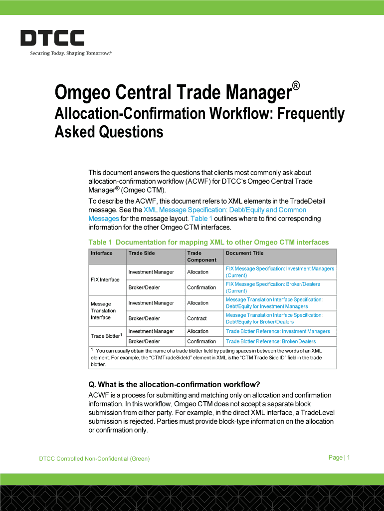 Fillable Online Allocation-Confirmation Workflow: Frequently Fax Email ...