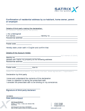 Fillable Online Confirmation of residential address by co-habitant ...