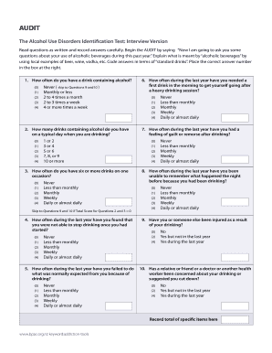 Fillable Online The Alcohol Use Disorders Identification Test ...