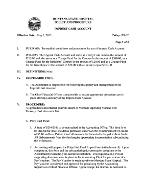 Fillable Online IMPREST CASH ACCOUNT Fax Email Print - pdfFiller