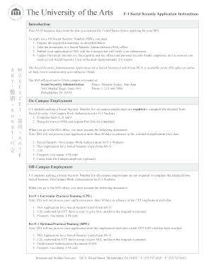 Fillable Online F-1 Social Security Application Instructions Fax Email ...