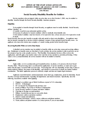 Fillable Online Social Security Disability Benefits for Soldiers Fax ...