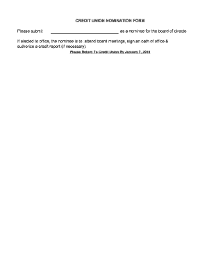 Fillable Online CREDIT UNION NOMINATION FORM Fax Email Print - pdfFiller