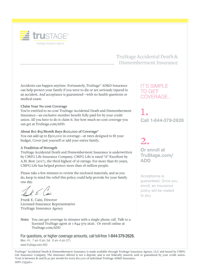 Fillable Online TruStage Accidental Death & Fax Email Print - pdfFiller