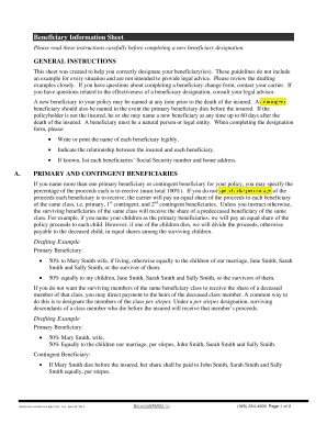 Fillable Online Beneficiary Information Sheet Fax Email Print - pdfFiller