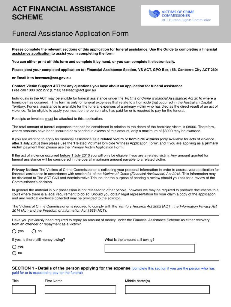 Fillable Online Funeral Assistance Application Form Fax Email Print ...
