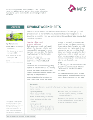 Fillable Online DIVORCE WORKSHEETS Fax Email Print - pdfFiller