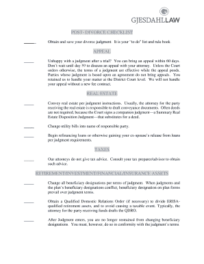 Fillable Online POST- DIVORCE CHECKLIST Fax Email Print - pdfFiller